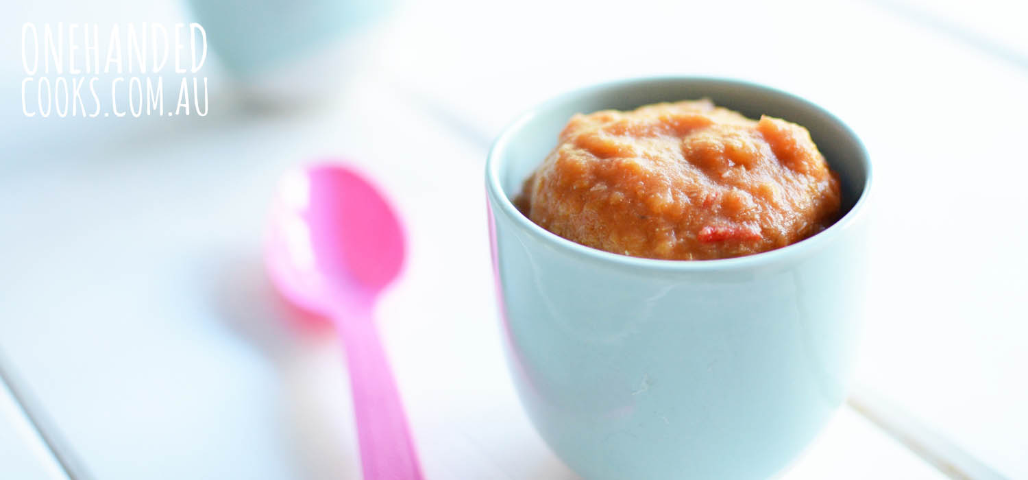 Lentil & Red Veggie Puree - One Handed Cooks