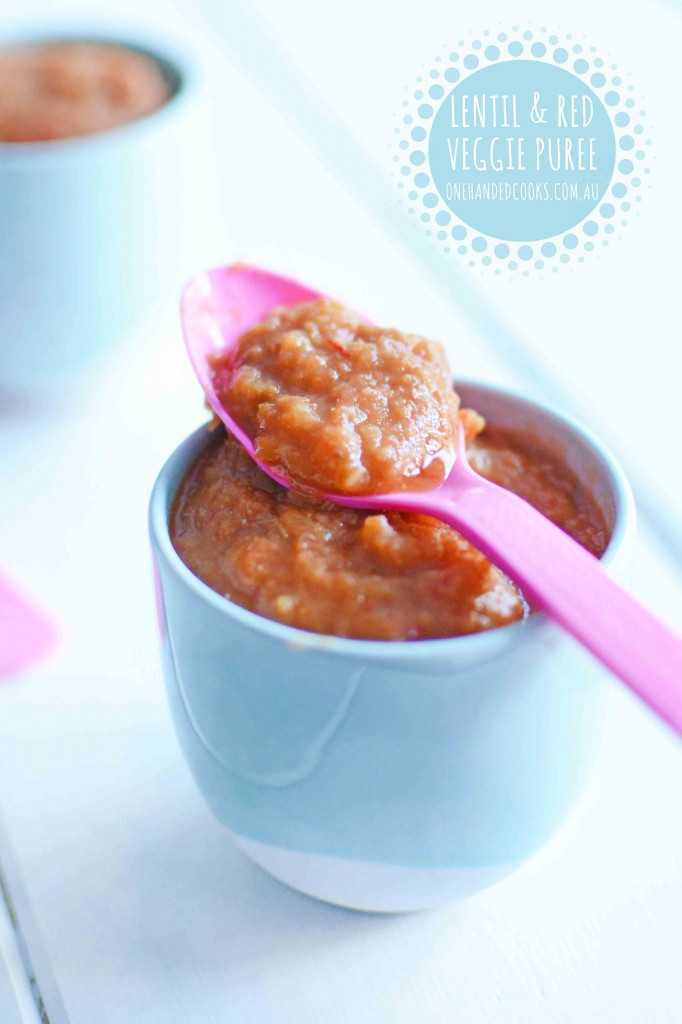 Lentil & Red Veggie Puree - One Handed Cooks