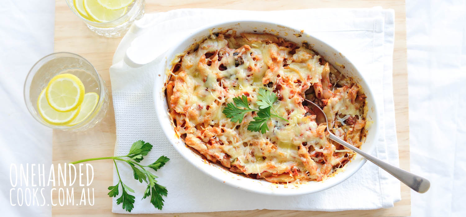 Pick 'n' Mix Veggie Pasta Bake - One Handed Cooks