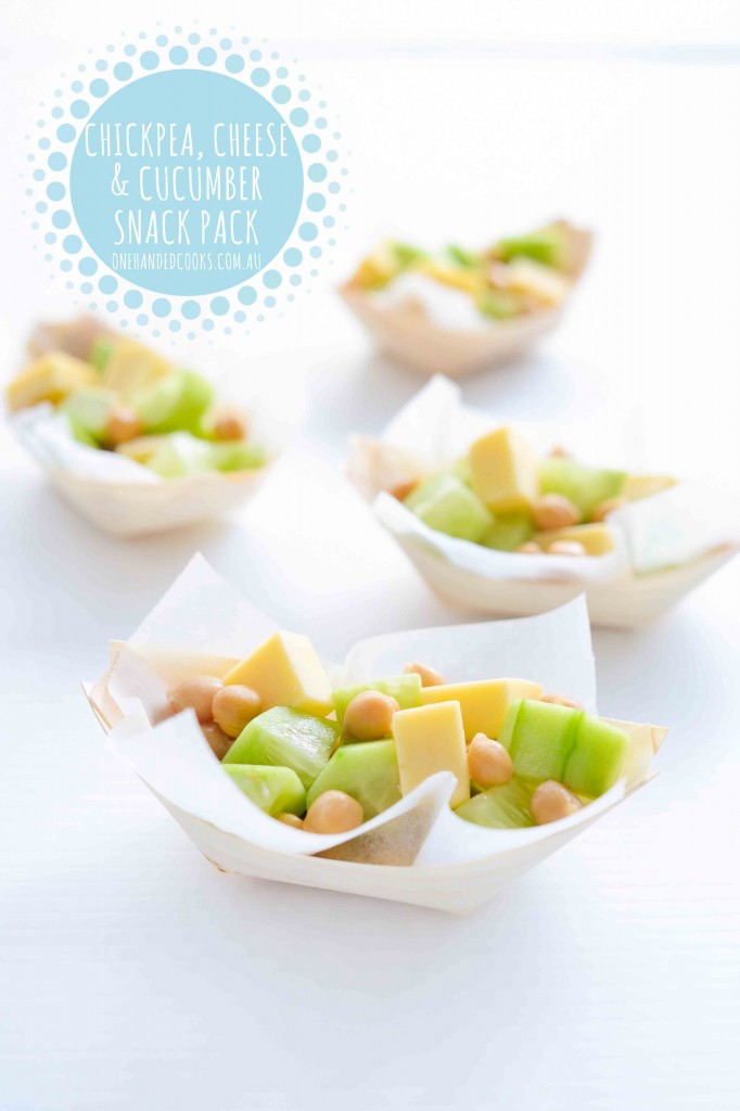 Chickpea, Cheese and Cucumber Snack Pack - One Handed Cooks